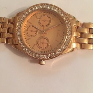 Accessories | Rose Gold Tone Ladies Watch With Rhinestones | Poshmark